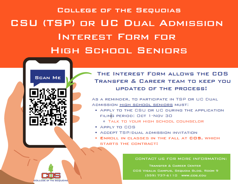 College of the Sequoias | CSU Transfer Success Pathway & UC Dual Admission